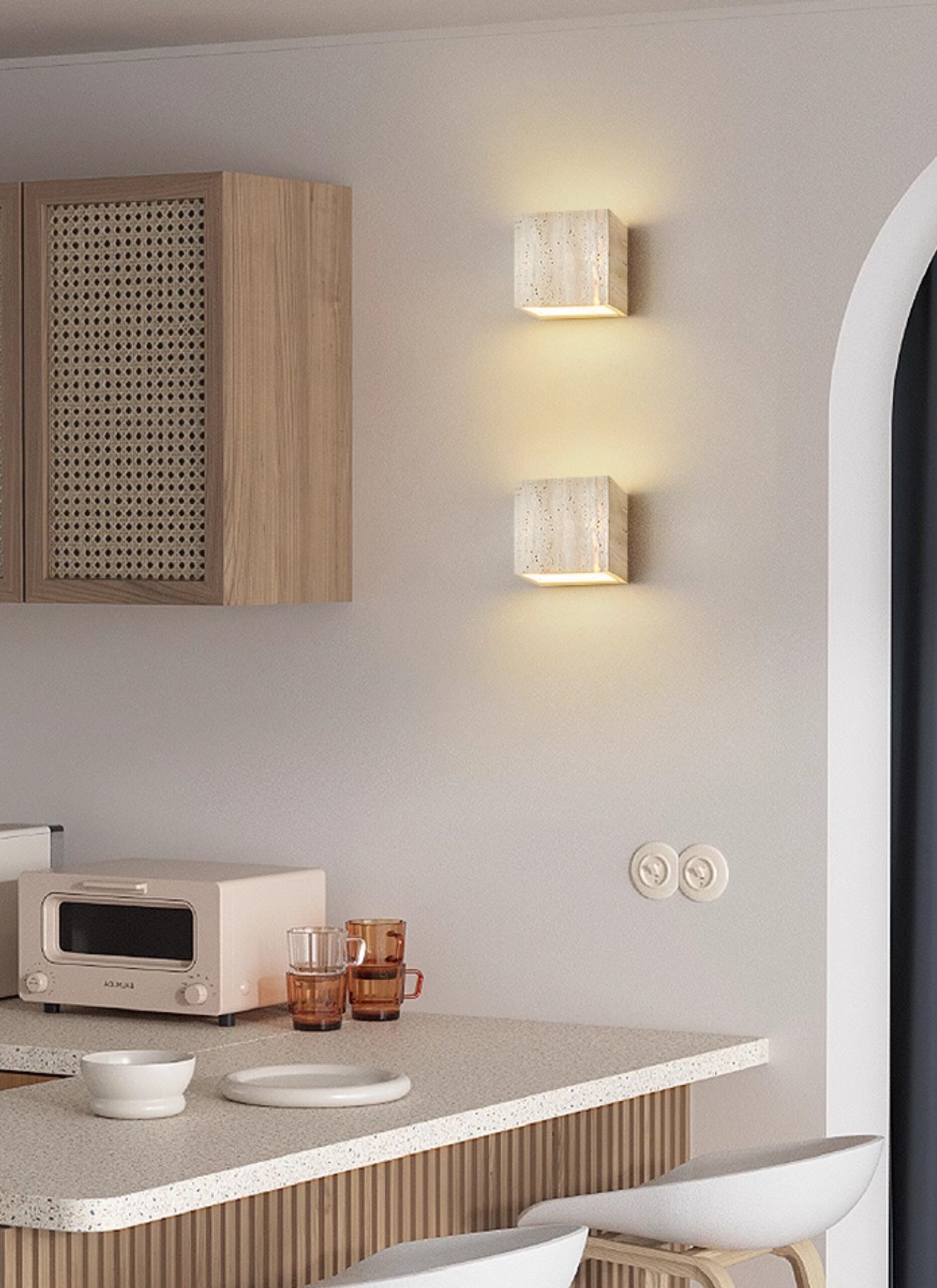 Cabanoka Travertine Stone Cube Wall Light | Screed